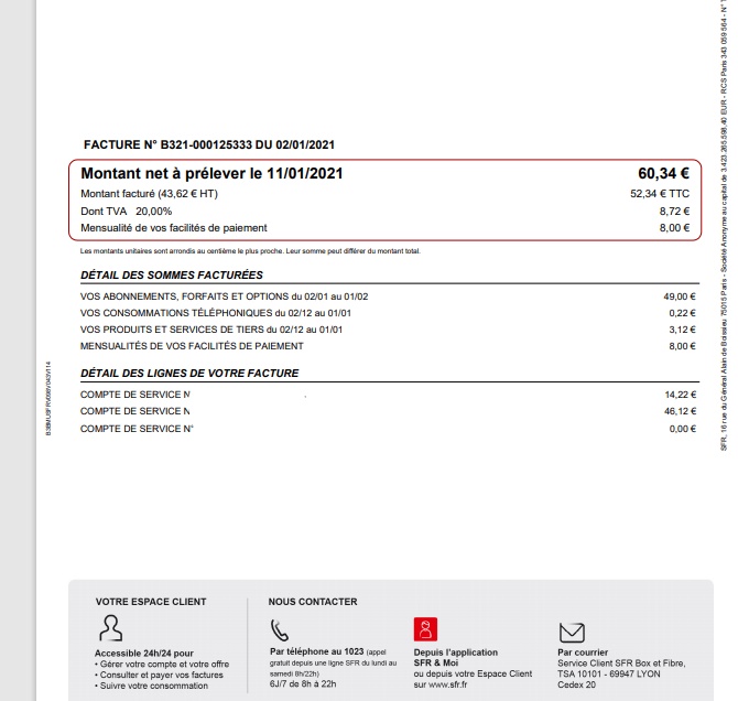 facture qui a augmenté s'en raison - La Communauté SFR