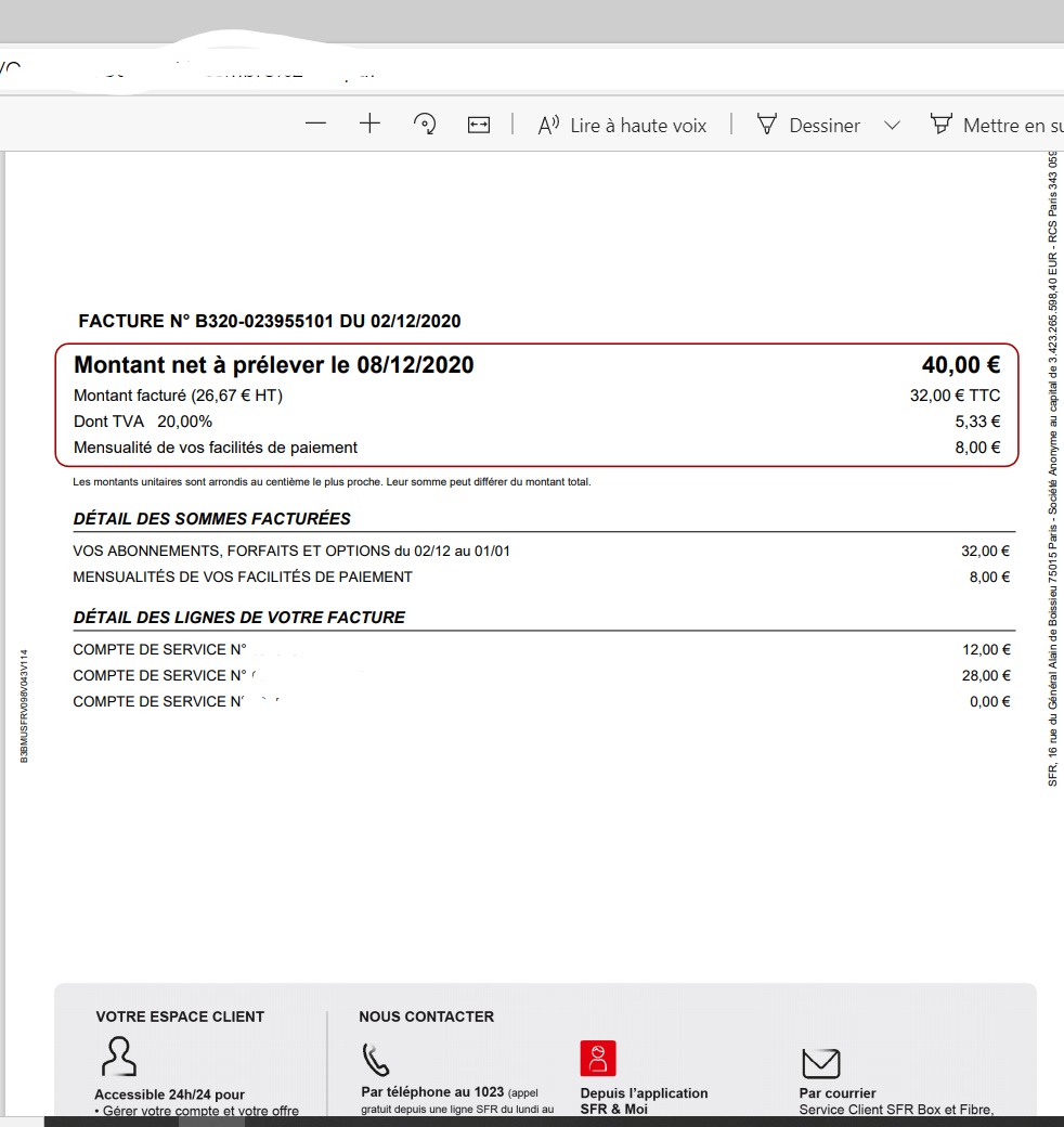 facture qui a augmenté s'en raison - La Communauté SFR