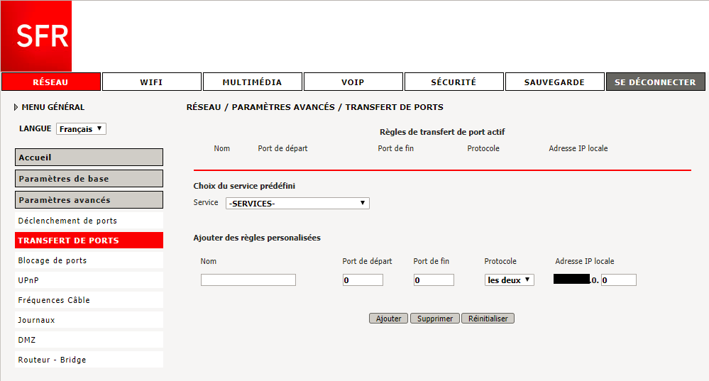 Résolu : Ouverture et transfert de port sur Box 4K THD - La Communauté SFR