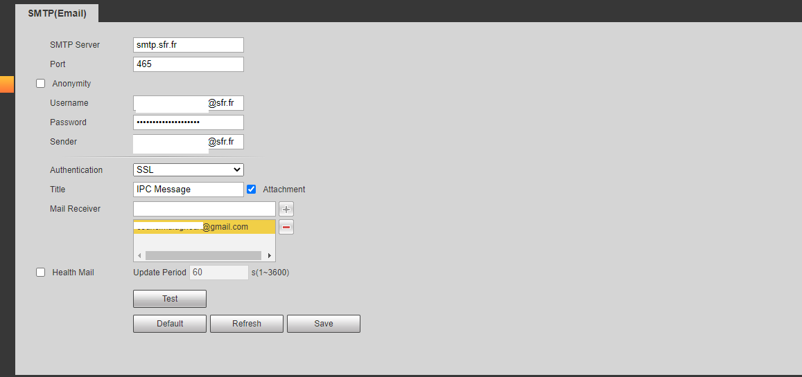 Résolu : Configuration SMTP sur Camera IP Dahua - La Communauté SFR