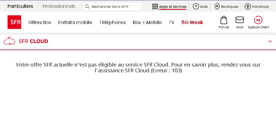 Résolu : [RED] SFR CLOUD - ERREUR 103 - La Communauté SFR