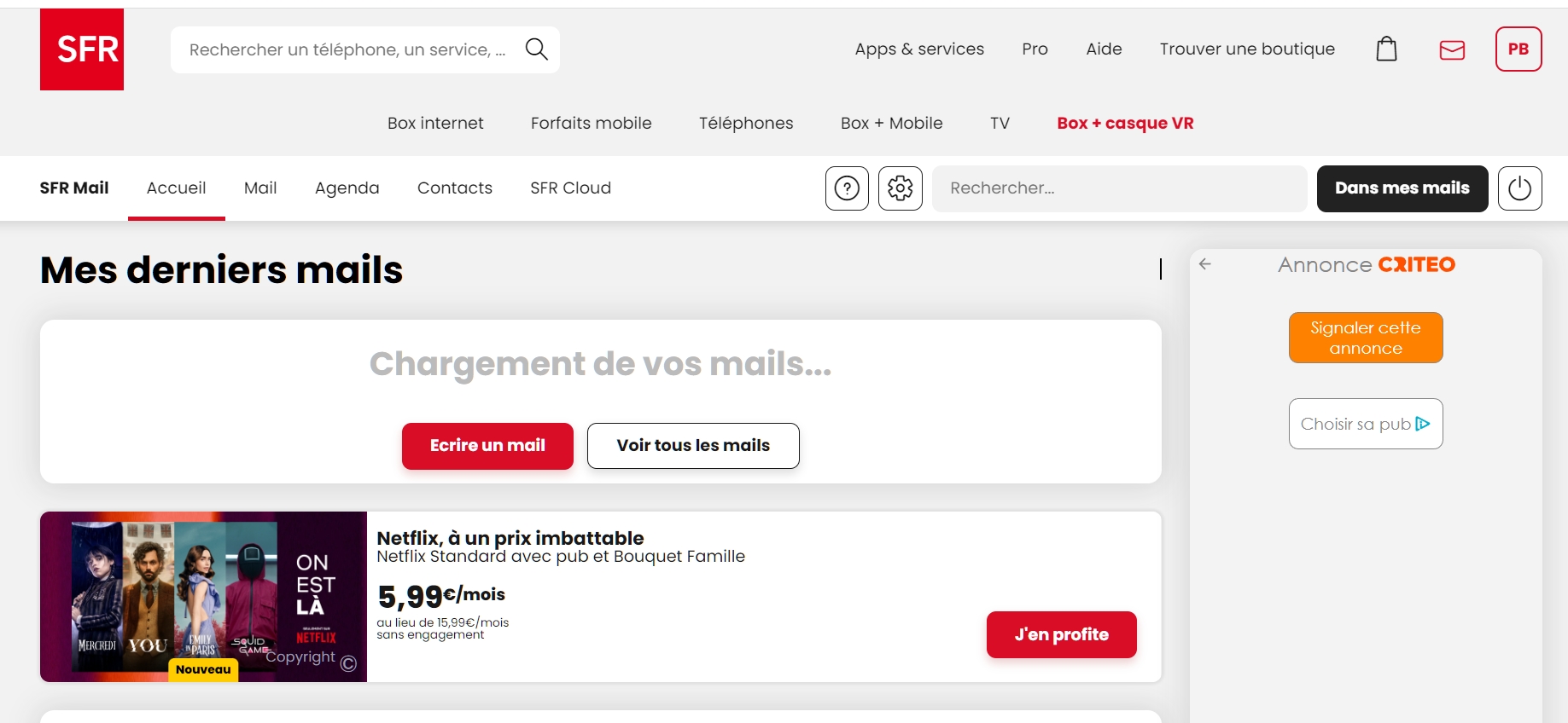 Résolu : Plus de boite mails sur le site SFR depuis mon dém... - La Communauté SFR