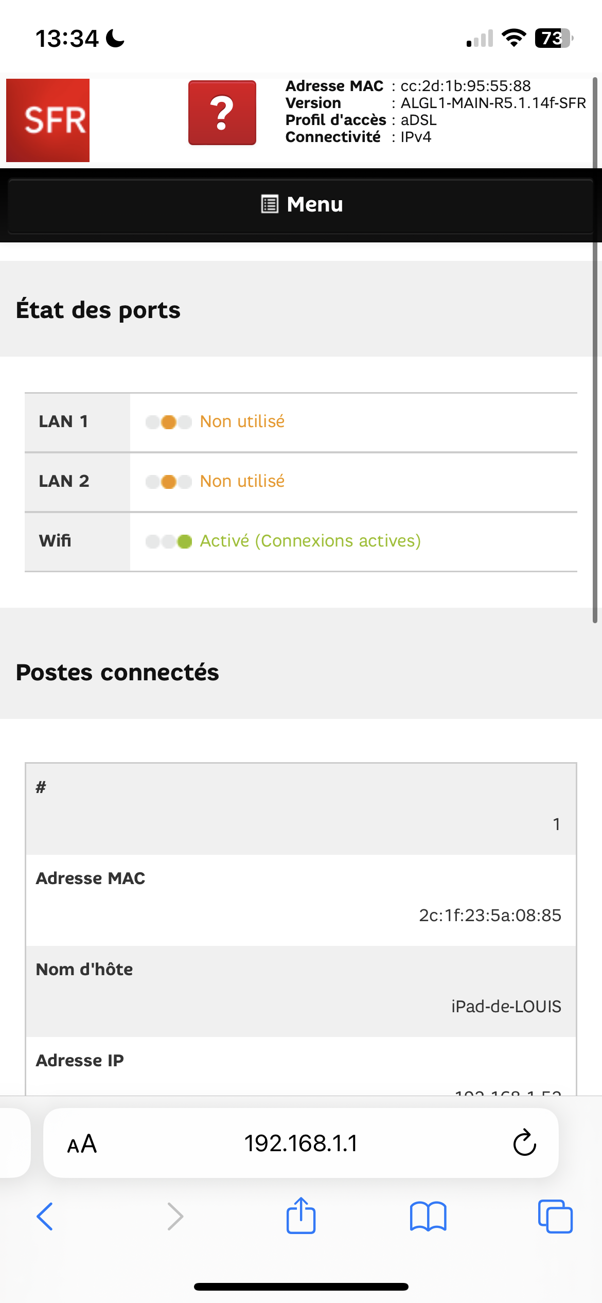 Port Lan box sfr 8 ne marche pas - La Communauté SFR