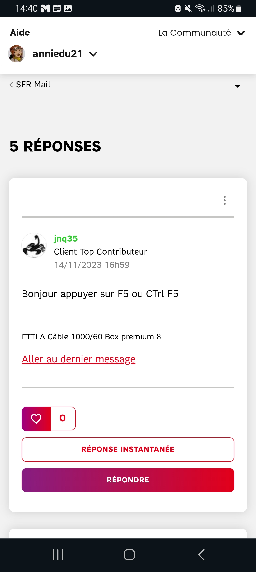 bonjour, excusez moi encore, je ne peux plus édite... - La Communauté SFR