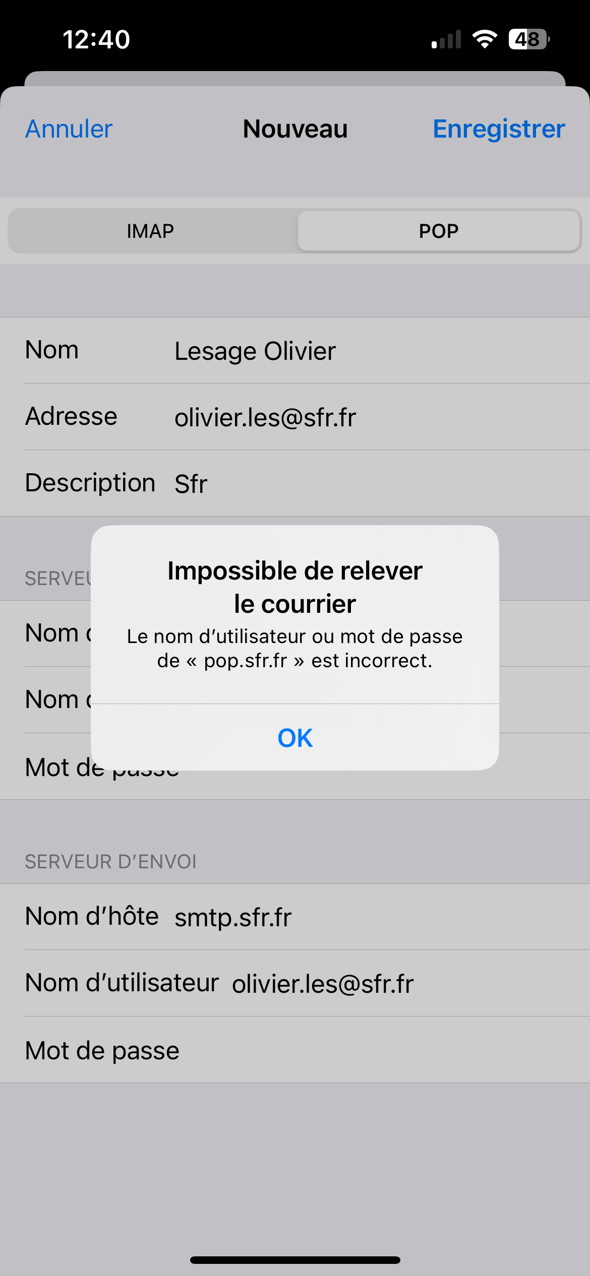 Résolu : reception mail ok...envoi mail impossible via outl... - La ...