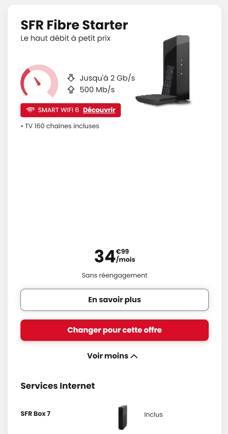 SFR Fibre Starter avec Box 7 et WIFI 6 - La Communauté SFR